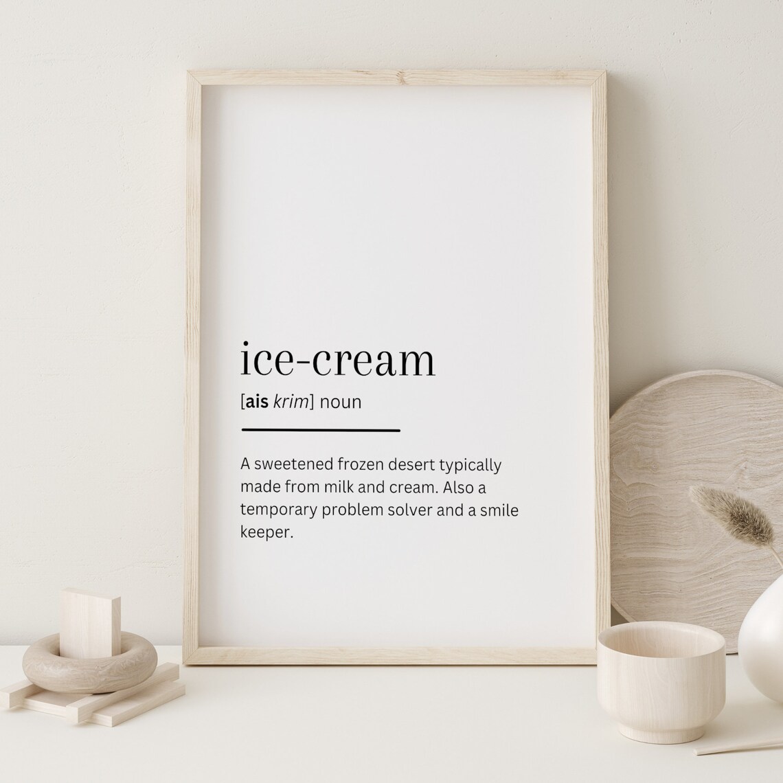 Ice Cream Definition Print, Ice Cream Wall Art, Kitchen Printable ...