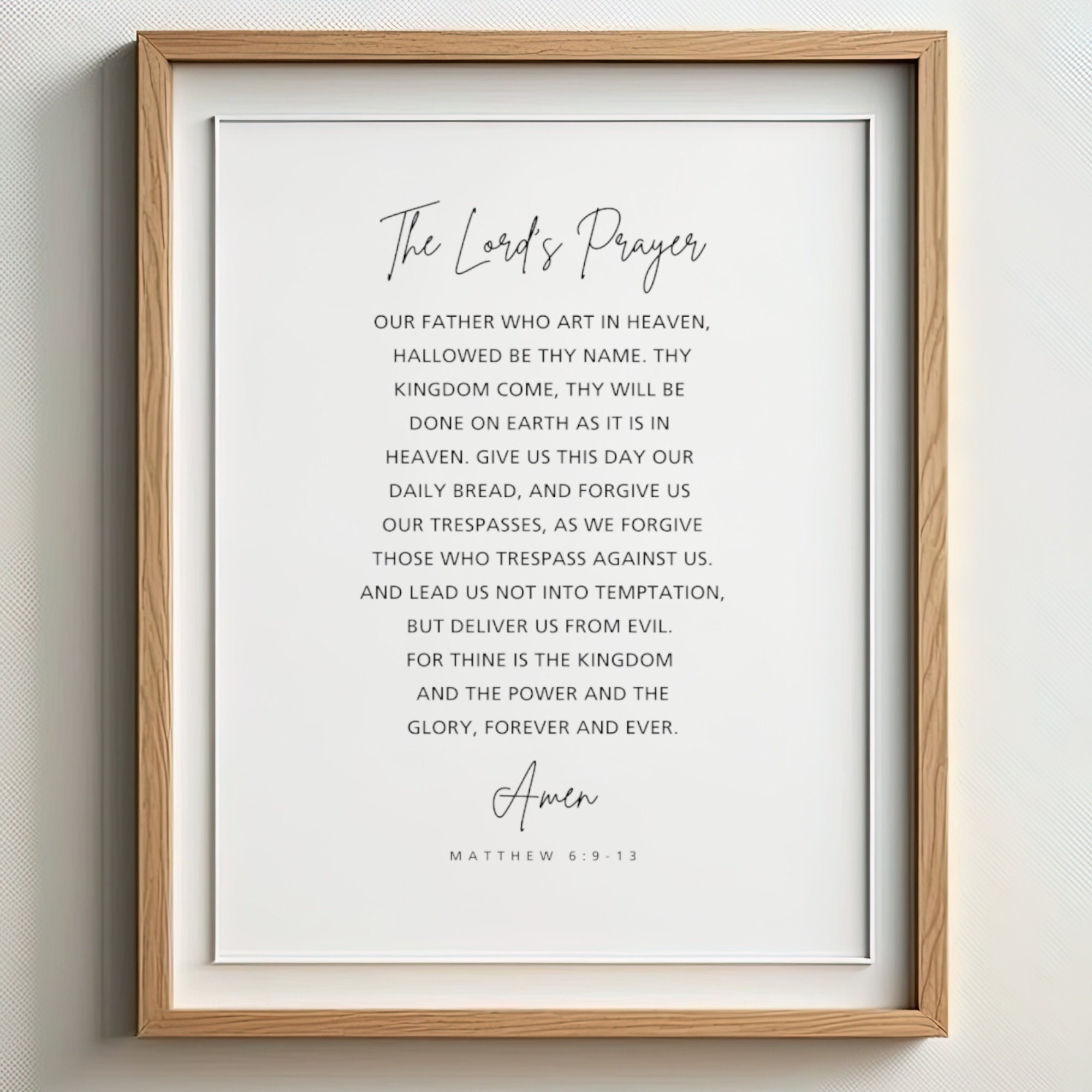 Matthew 6:9-13, the Lord's Prayer Printable, Christian Home Decor ...