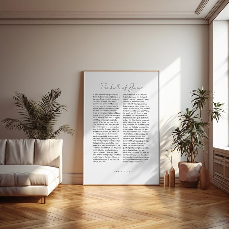 Luke 2:1-21, the Birth of Jesus, Christian Christmas Wall Art ...