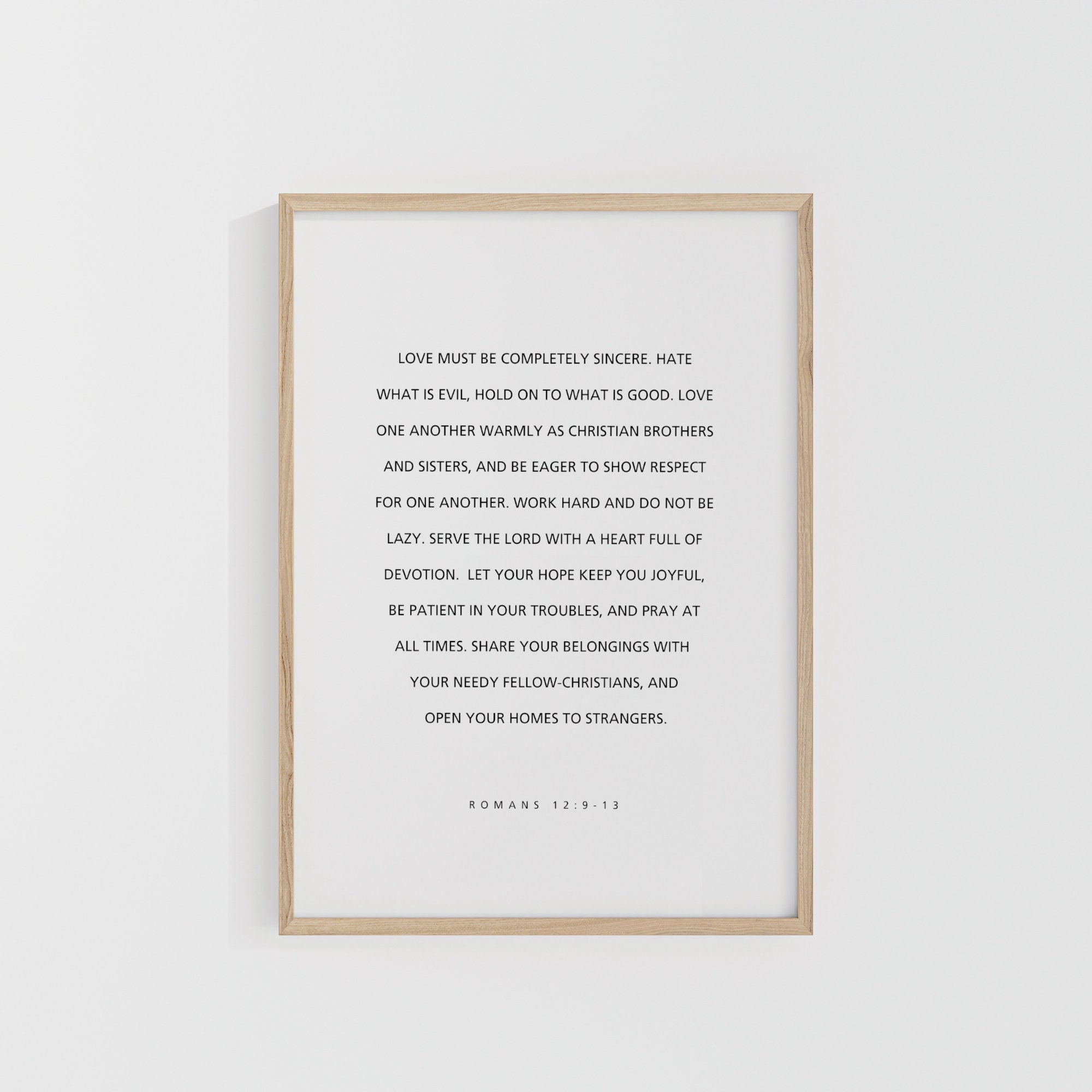 Romans 12:9-13, Love Must Be Sincere, Bible Verse Printable, Christian ...