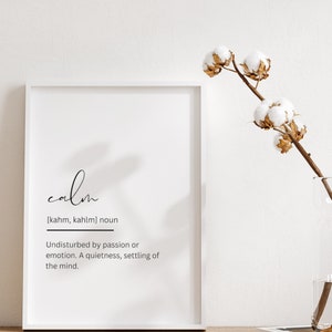 Calm Definition Print, Calm Wall Art, Definition Poster, Definition ...