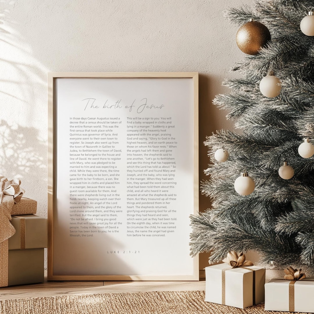 Luke 2:1-21, the Birth of Jesus, Christian Christmas Wall Art ...