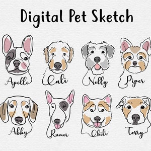 Custom Line Drawing From Photo, Custom Pet Outline Drawing, Pet Line ...