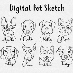 Custom Line Drawing From Photo, Custom Pet Outline Drawing, Pet Line ...