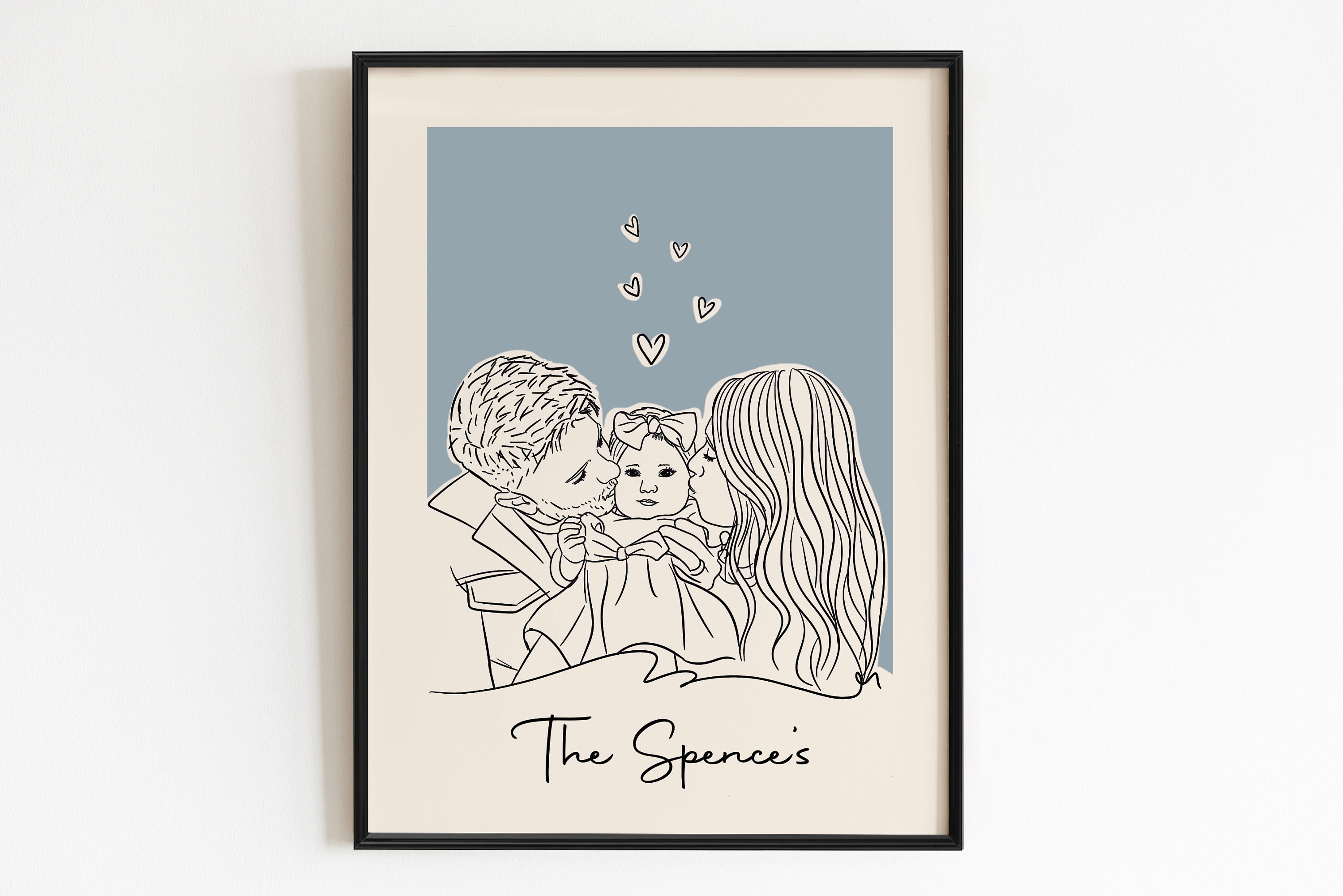 Custom Family Line Art Portrait From Photo, One Line Drawing ...