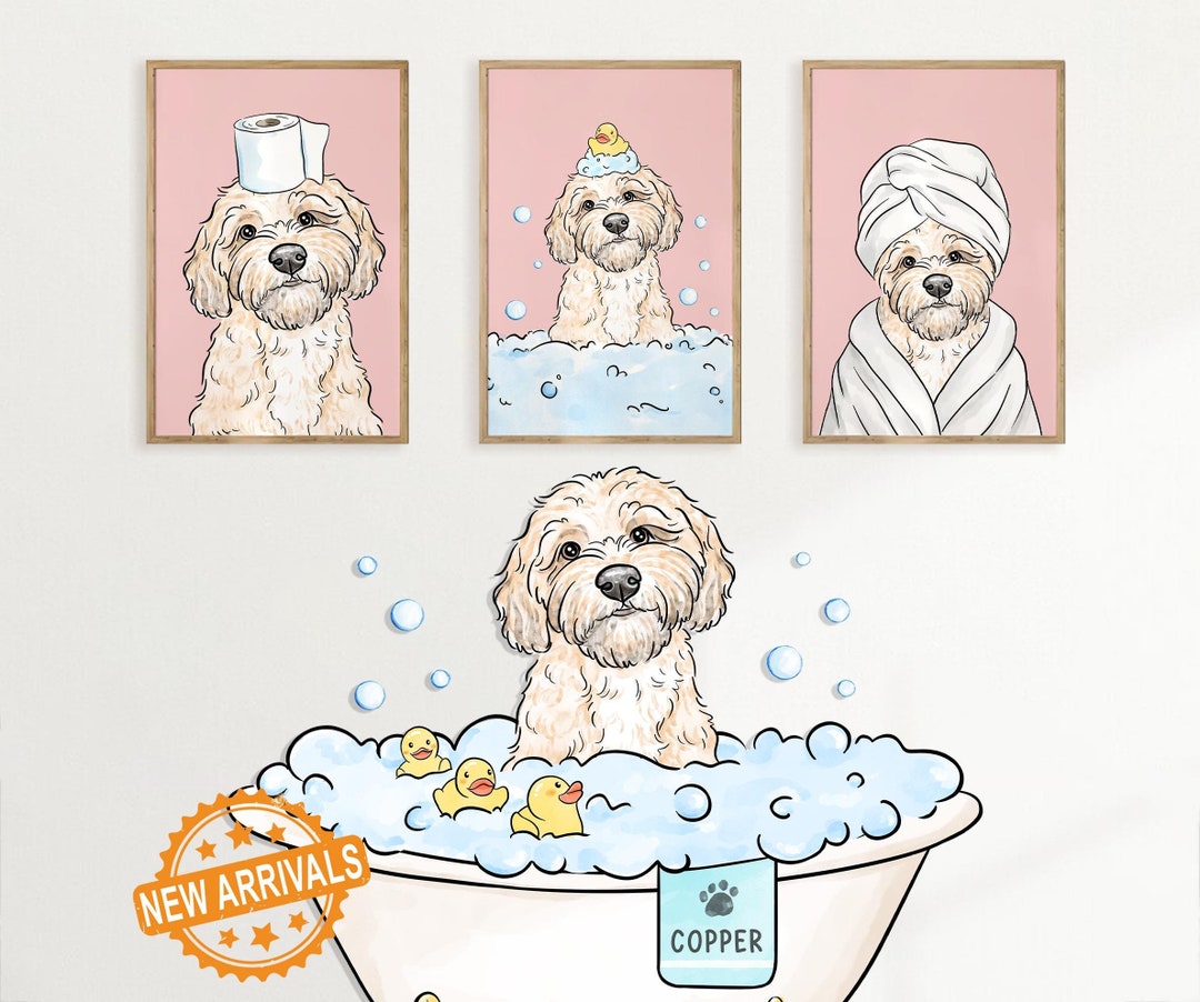 Custom Pet Watercolor Portrait From Photo, Pet Bathroom Wall Art, Funny ...