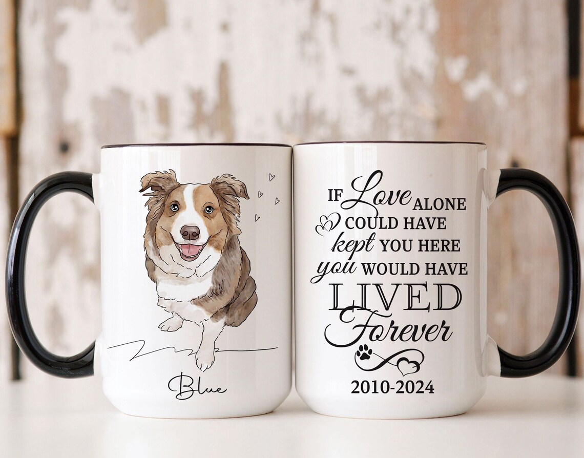 Custom Pet Mug From Photo, Personalized Pet Watercolor Memorial Mug ...