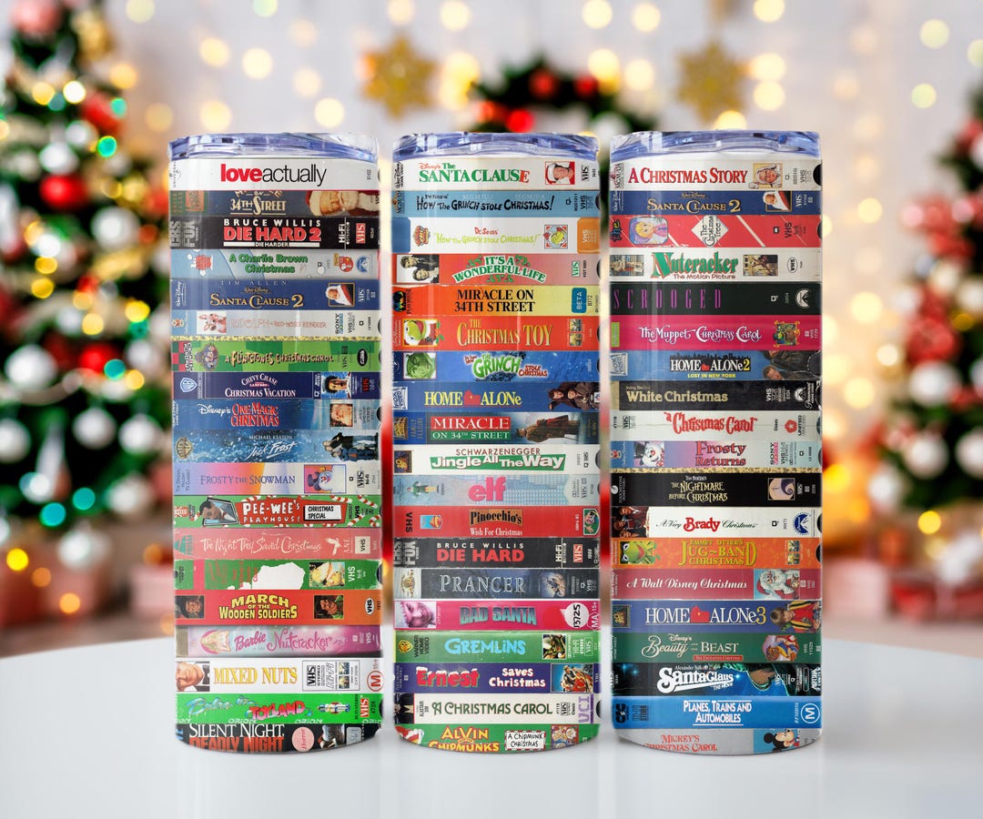 Christmas Movies Horizontal VHS Video Tapes 20 Oz Stainless Steel ...