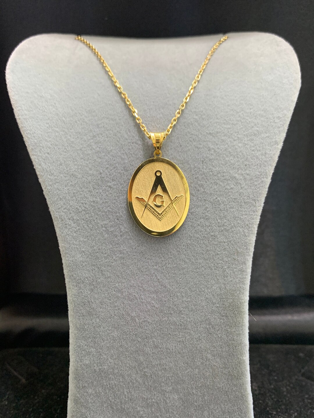 14K Real Gold Masonic Necklace, Can Be Personalized Masonic Charm, Gold ...