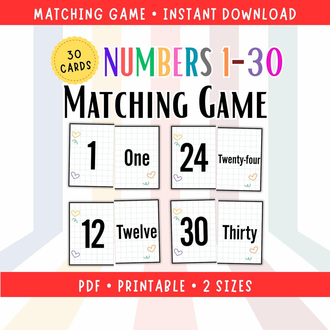 Numbers Matching Game Montessori Educational Preschool Learning for ...