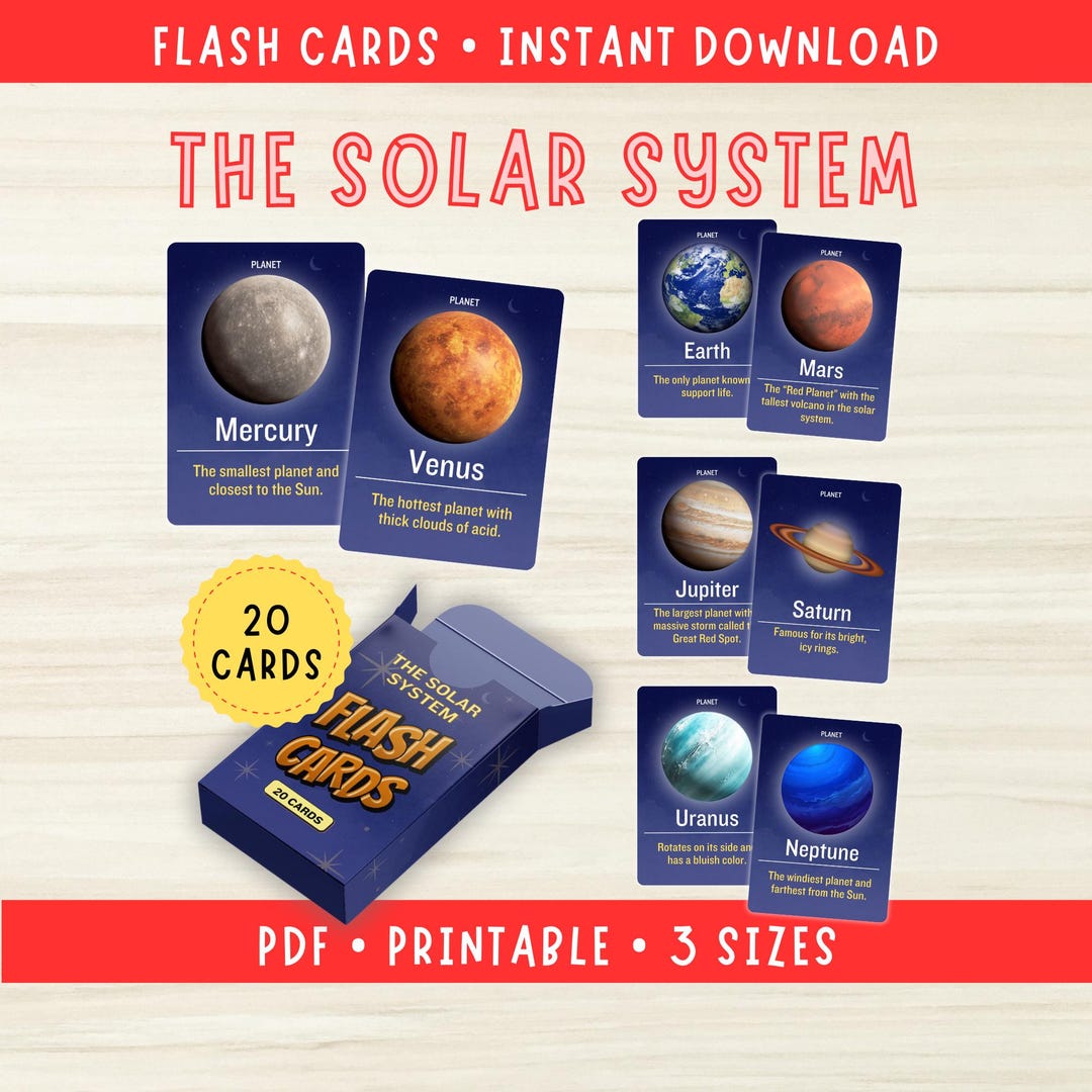 The Solar System Flashcard for Montessori, Educational Classroom ...