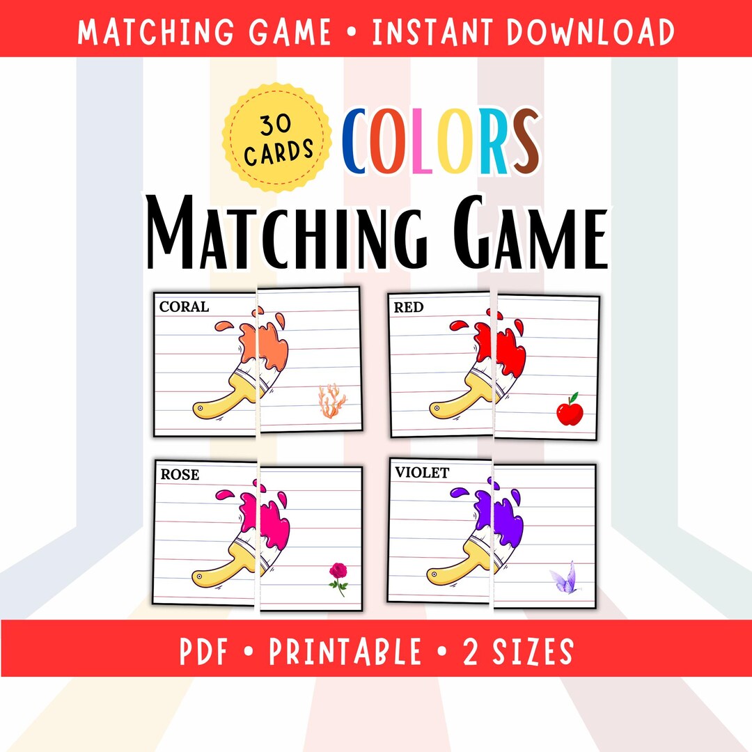 Colors Matching Game Montessori Educational Preschool Learning for ...