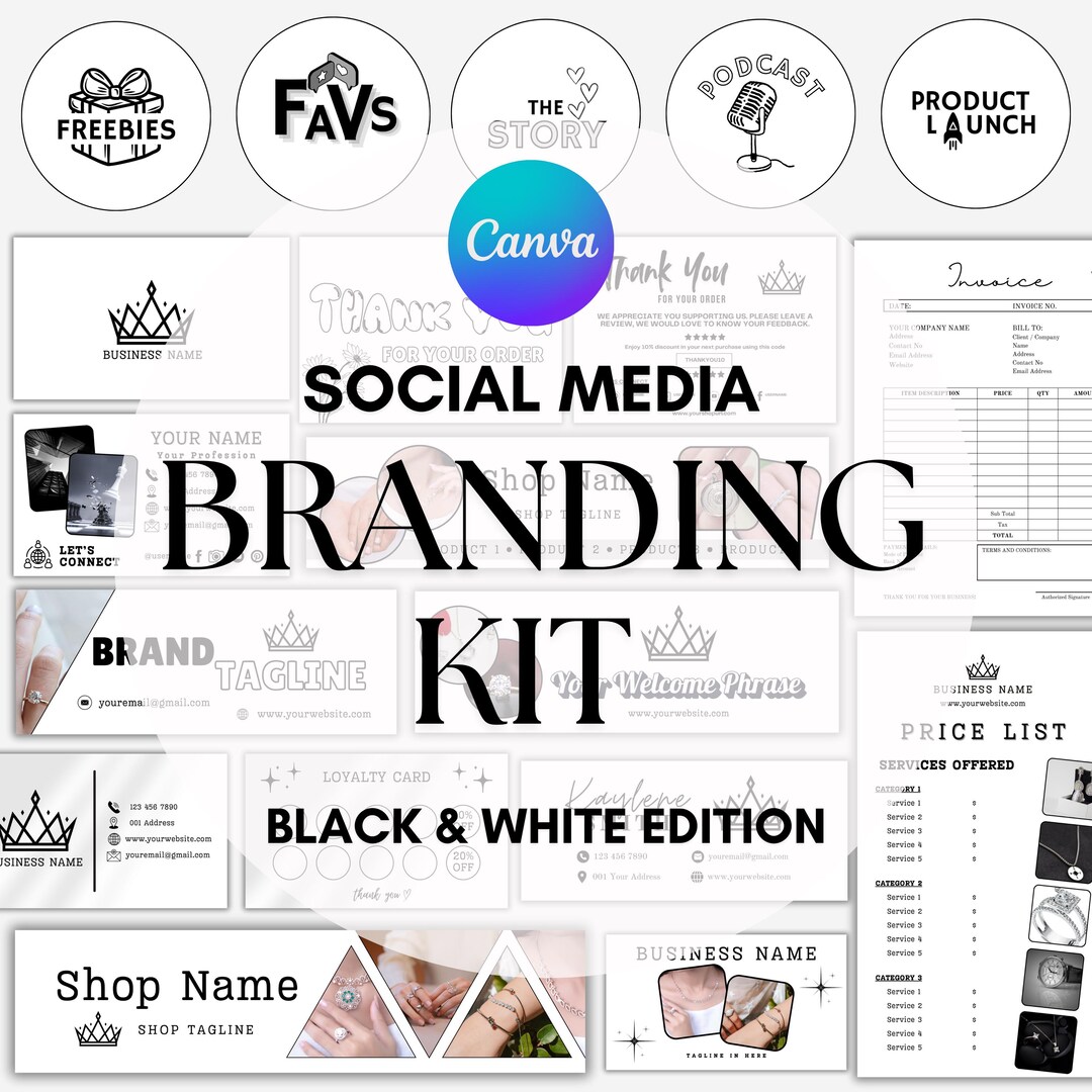 Black and White Branding Kit Starter Pack for New Small Business Owner ...
