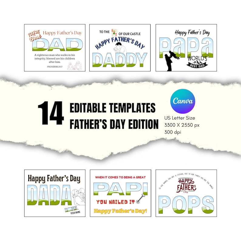 Happy Father's Day Canva Template, Gift for Dad Daddy Papa Dada Papi ...