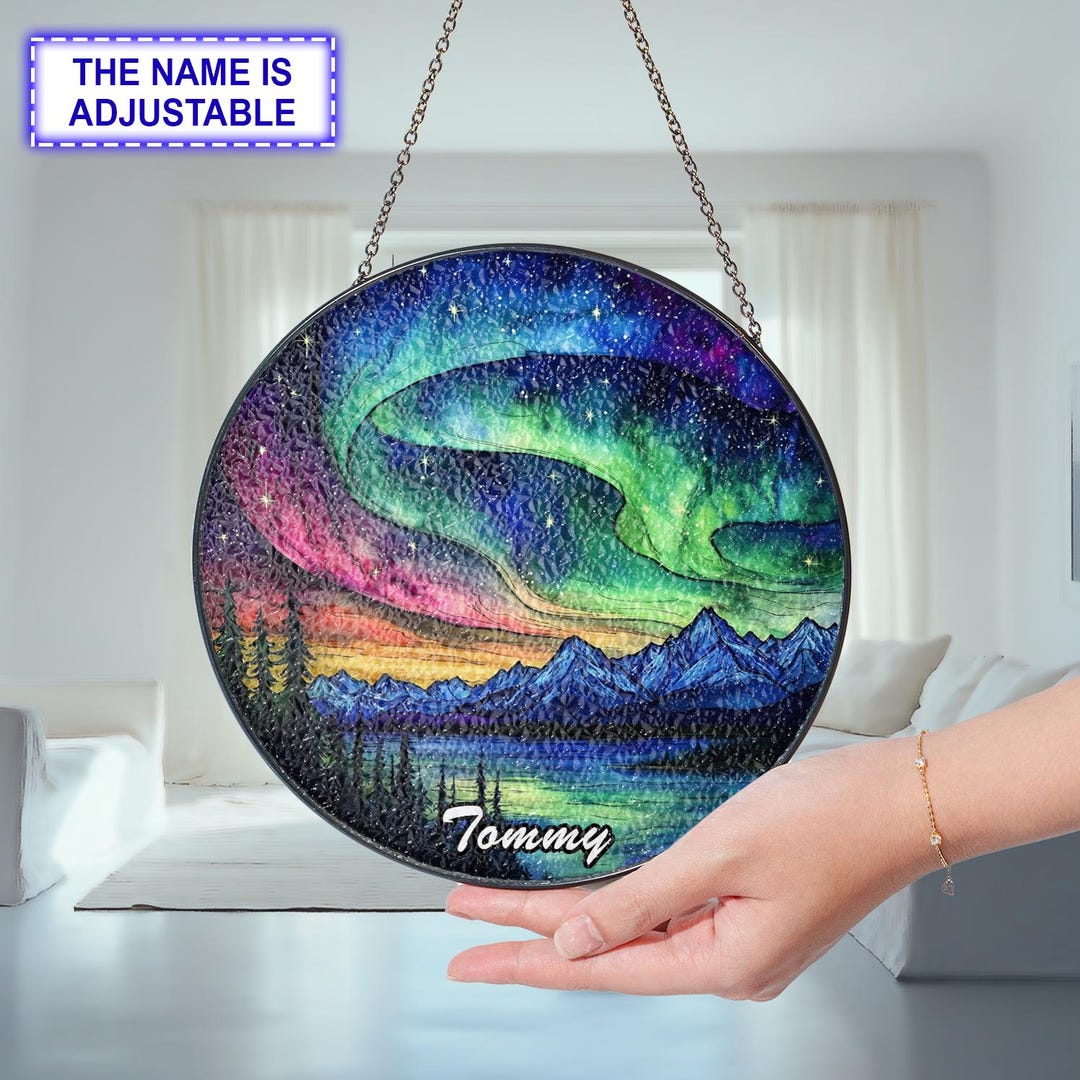 Alaska Northern Lights Stained Glass Suncatcher, Aurora Borealis ...