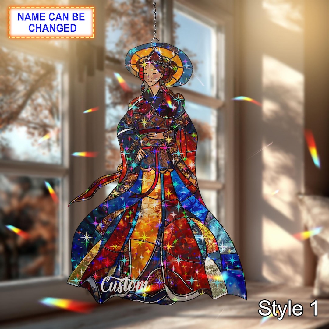 Personalized Holo Mongolian Woman Ornament, Acrylic Window Hanging ...