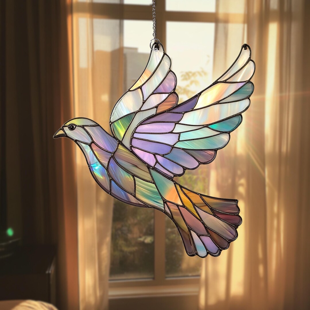 Dove Art Acrylic Suncatcher, Bird Art Window Hanging, Dove Home Decor ...