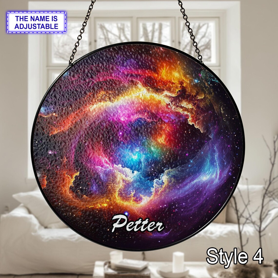 Nebula Stained Glass Suncatcher, Cosmic Window Art, Galaxy Decor, Space ...