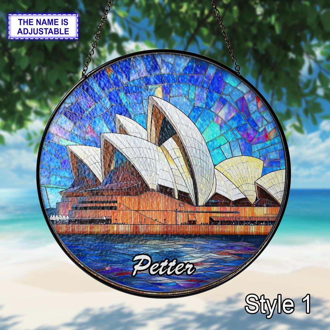 Custom Name Sydney Opera House Stained Glass Suncatcher – Handmade ...