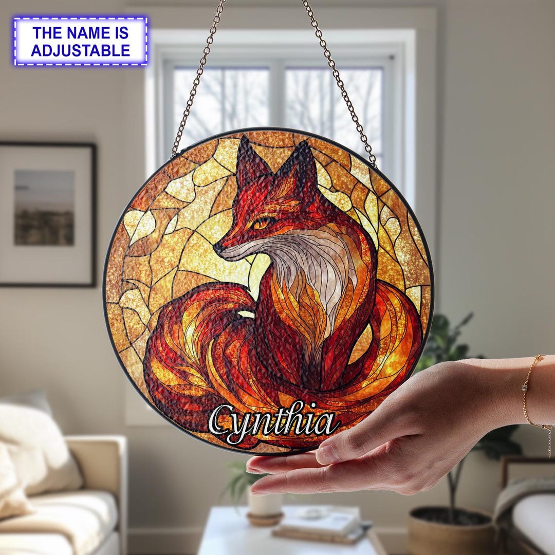 Fox Stained Glass Suncatcher Window Hanging Fox Home Decor Fox Gift ...