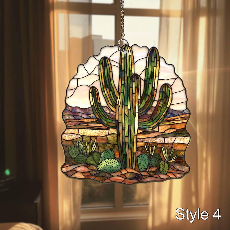 Cactus Window Hanging Acrylic Ornament, Plant Lover Gift, Garden Decor ...