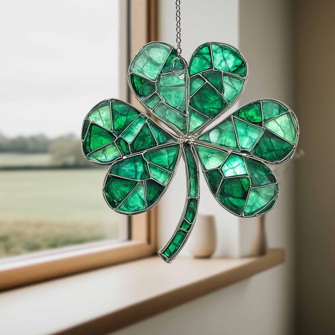 Clover Window Hanging Acrylic Ornament, Irish Lover Gift, 2D Flat Decor ...