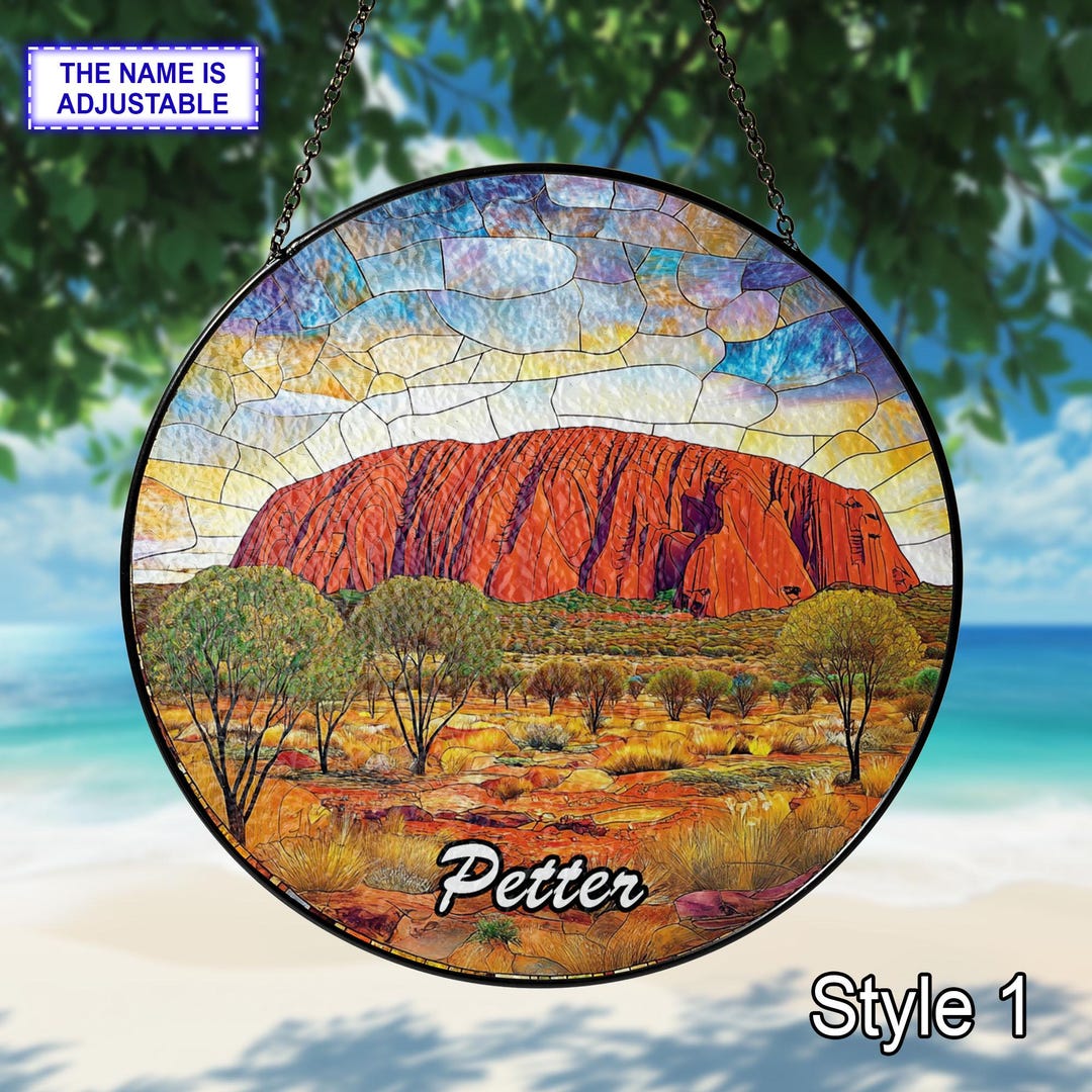 Custom Name Uluru Ayers Rock Stained Glass Suncatcher – Handmade ...
