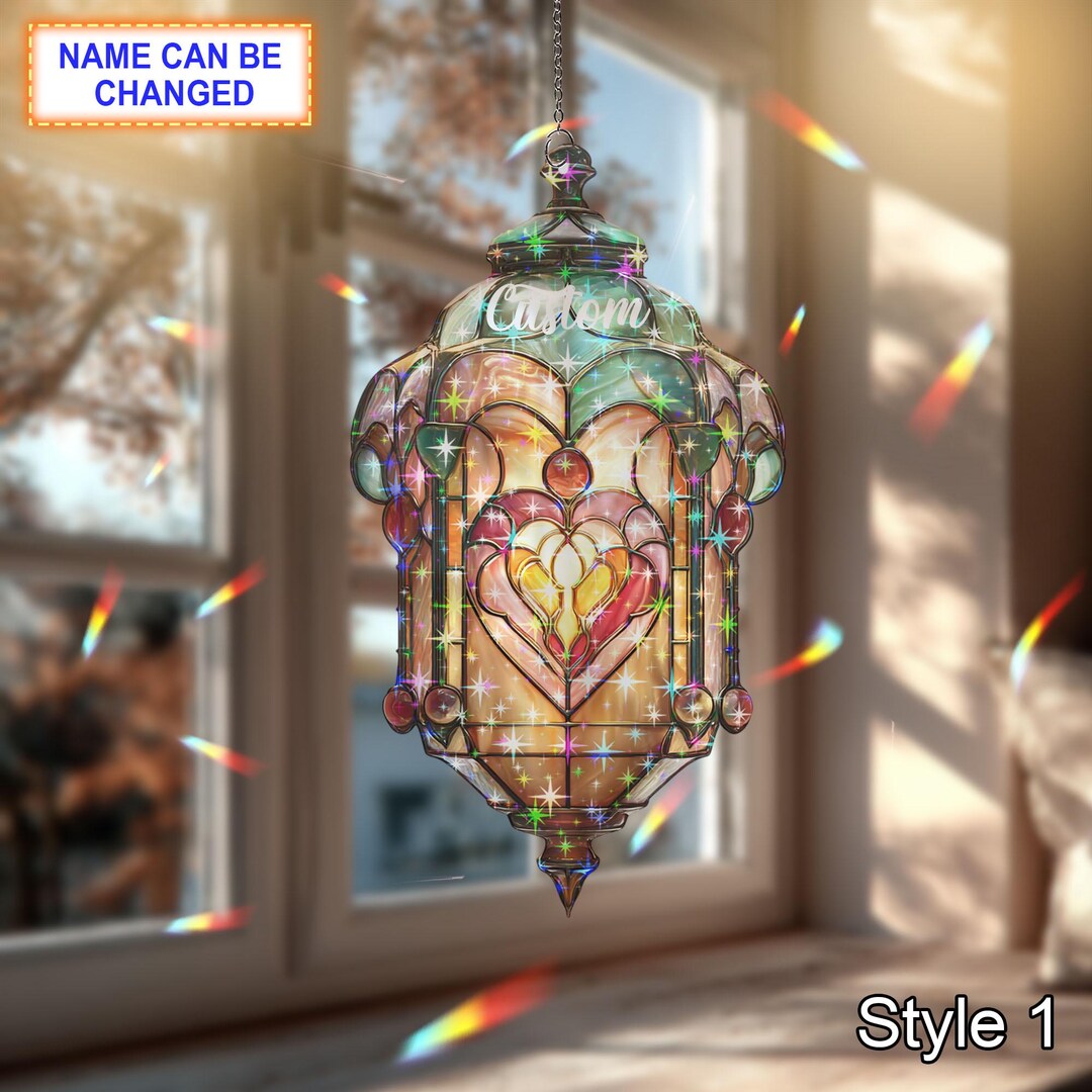 Holo Fire Heart Lantern Suncatcher, Acrylic Window Hanging, Custom ...