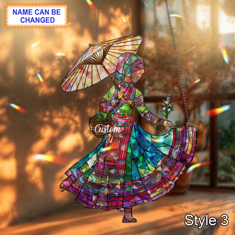Personalized Holo H'mong Woman Acrylic Ornament, Custom Window Hanging ...
