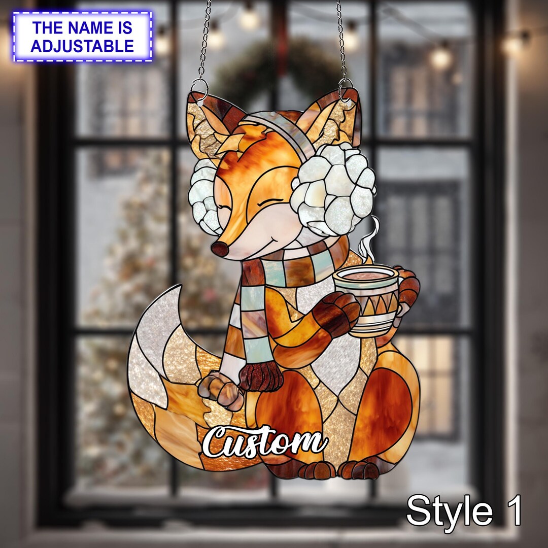 Personalized Christmas Red Fox Window Hanging Acrylic Ornament, Acrylic ...
