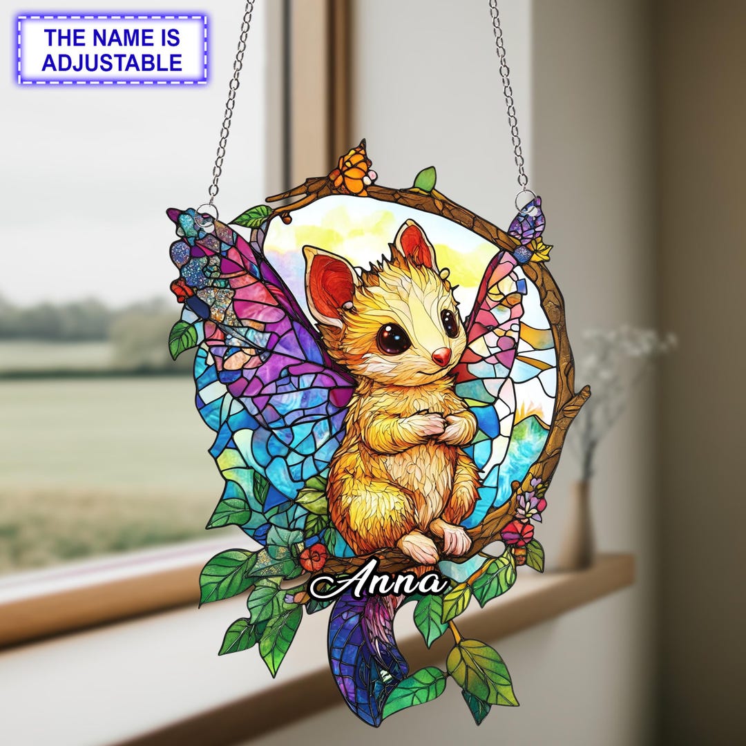 Mother's Day Cute Fairy Opossum Window Hanging Acrylic Ornament ...