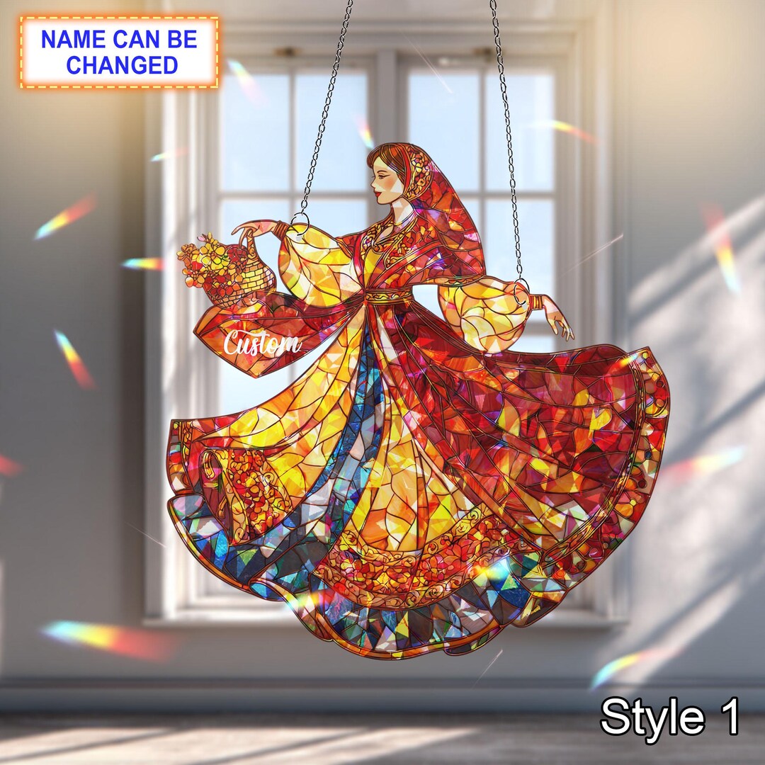 Personalized Holo Russian Woman Acrylic Ornament, Custom Window Hanging ...