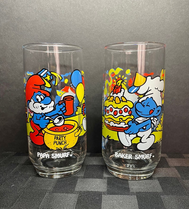 Restocked-vintage Smurfs 1980s Character Collectible Glasses- Vintage ...