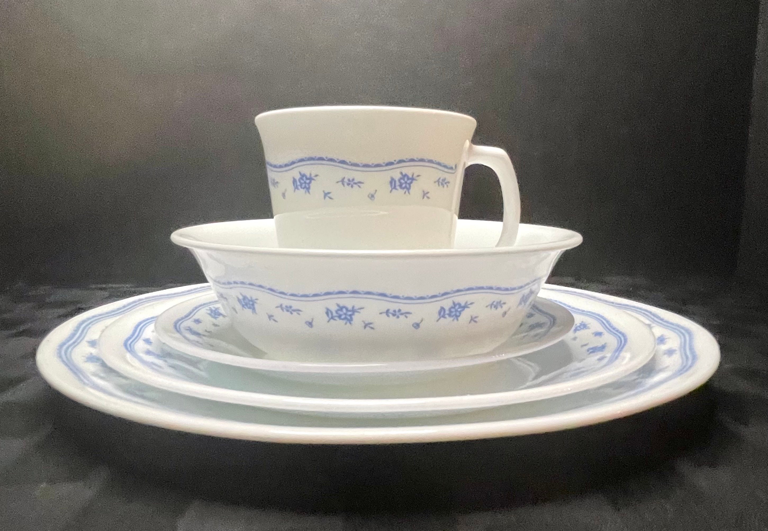 Vintage Corning Corelle Dinnerware Set of 5 Pieces in Morning Blue ...