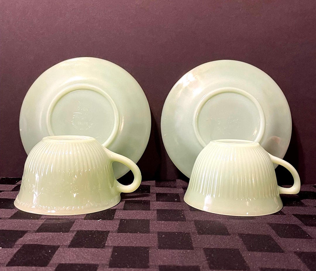 Fire King Jadeite Tea Cup and Saucer, Your Choice of One, Vintage ...