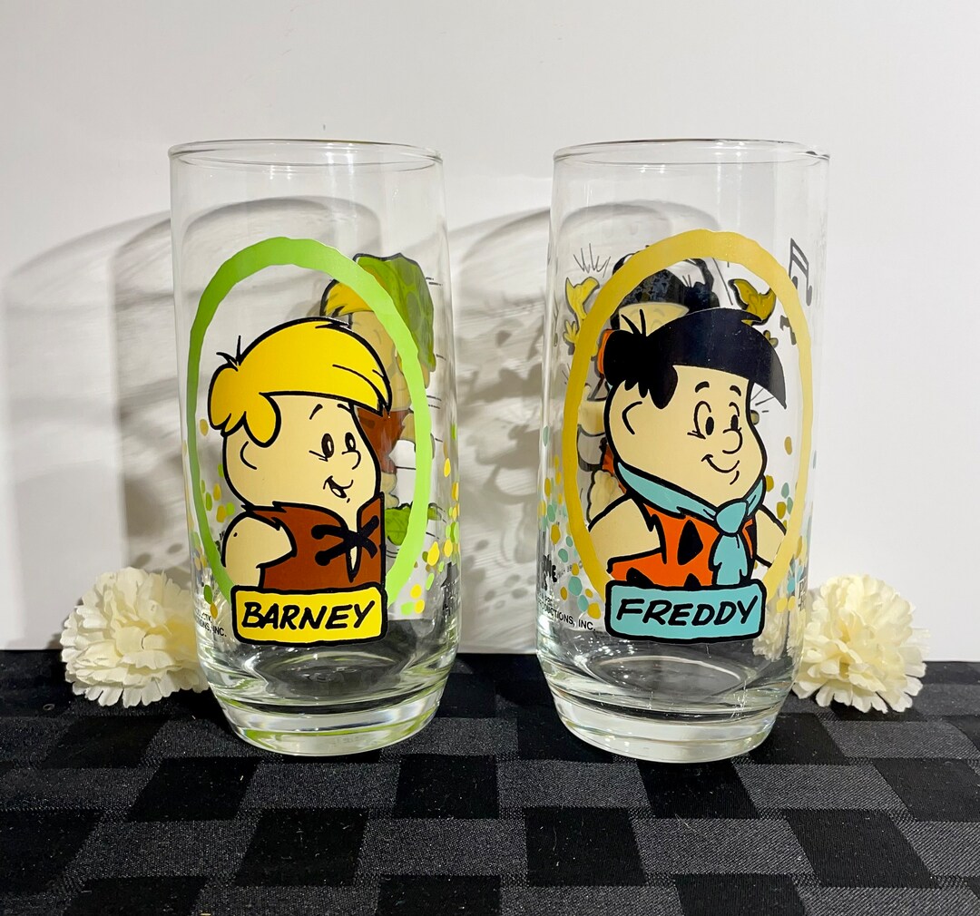 Flinstones Kids Fred and Barney Character Glasses, Vintage Pizza Hut ...