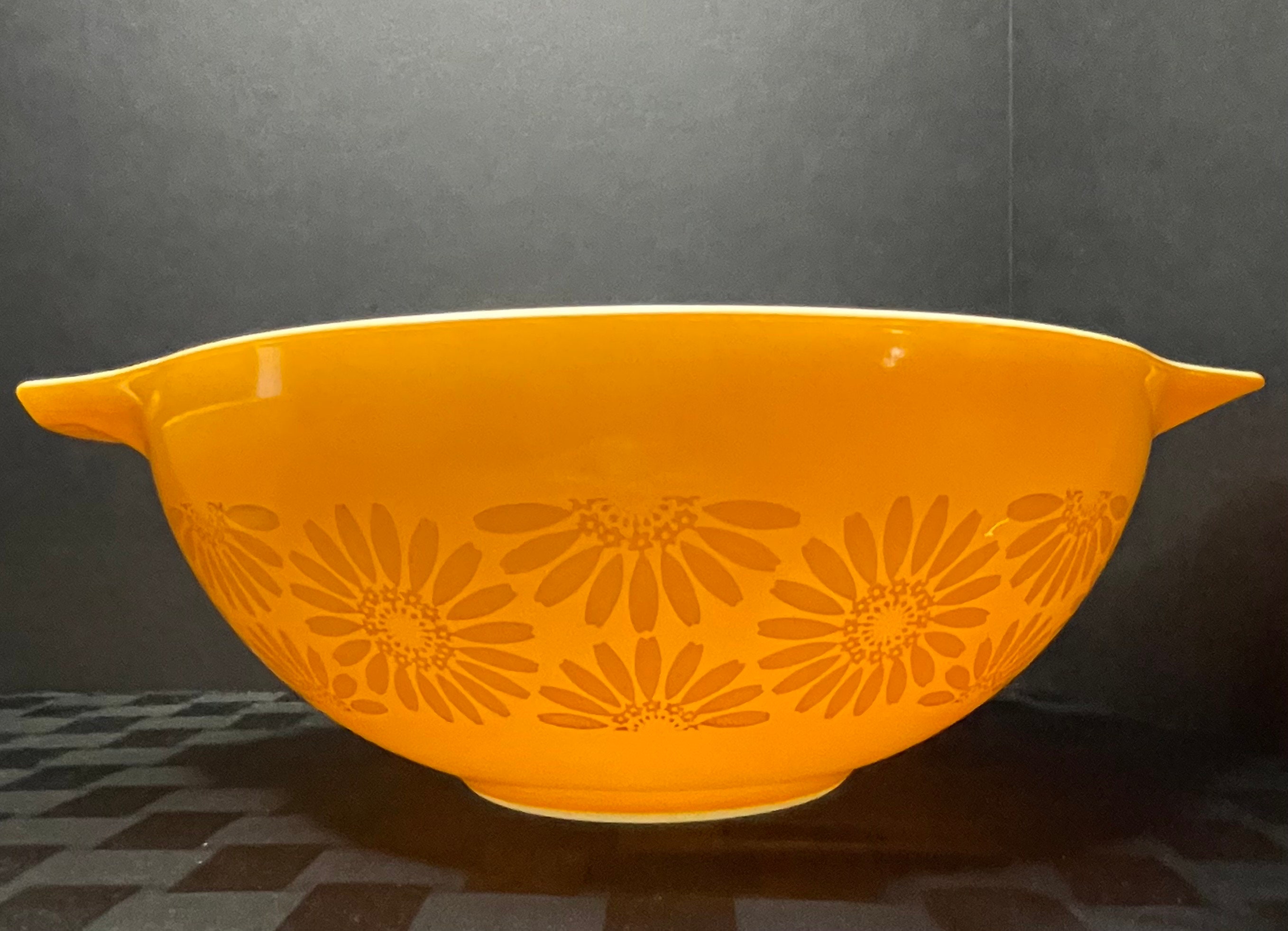 Vintage PYREX 444 & 443 Cinderella Mixing Bowls in Orange Daisy and ...