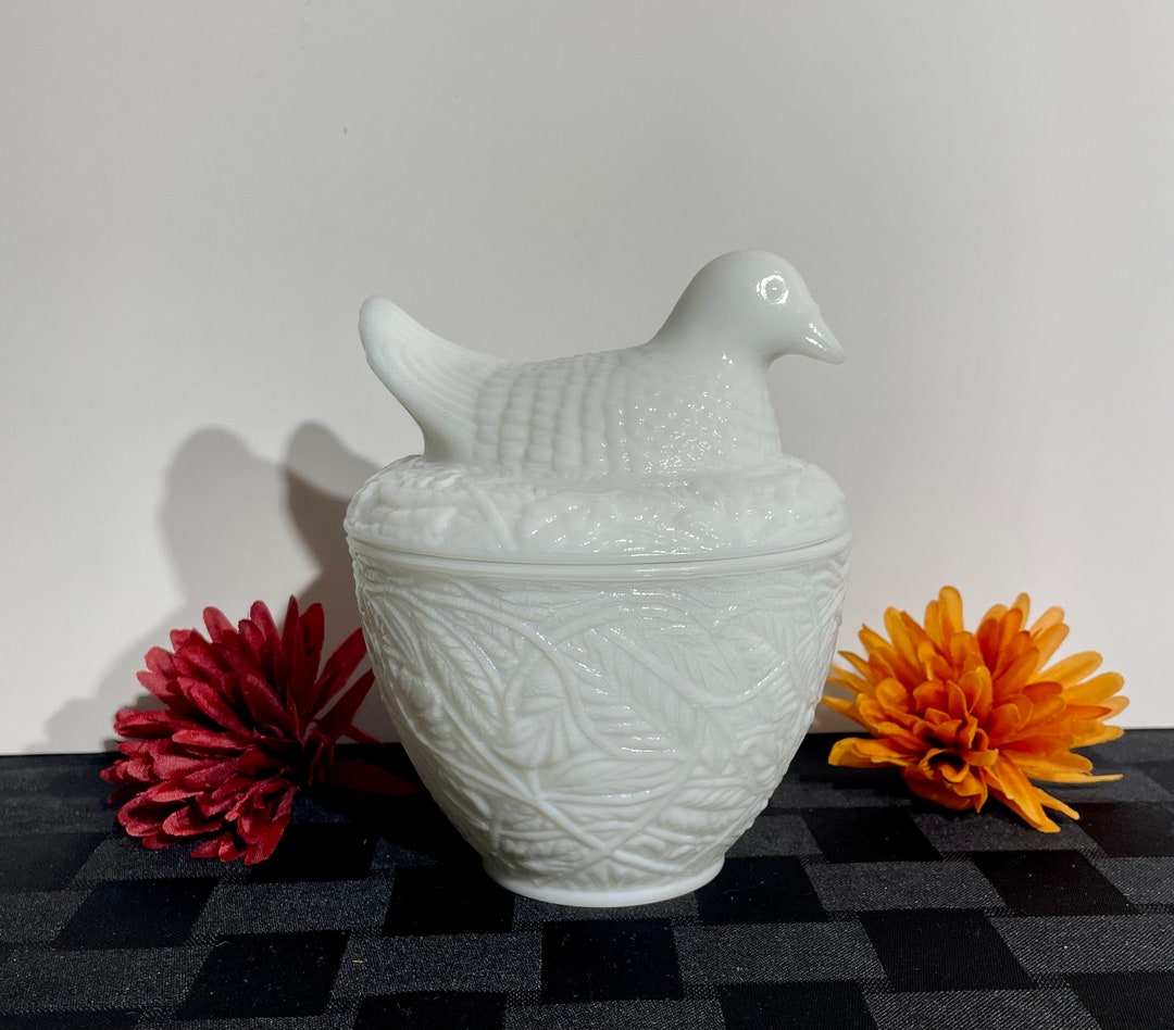 Vintage Avon Milk Glass Chicken on Nest Jar - Etsy