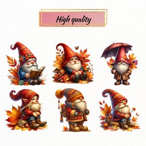 Watercolor Autumn Gnome Clipart Bundle, Fall Thanksgiving Gnomes PNG ...