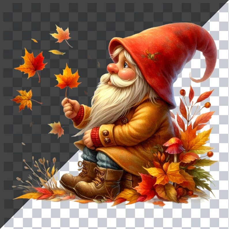 Watercolor Autumn Gnome Clipart Bundle, Fall Thanksgiving Gnomes PNG ...