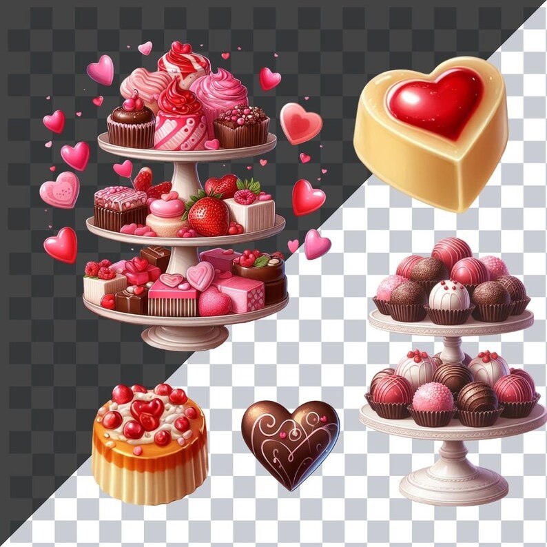 Watercolor Valentines Candy Shop Clipart: 42 PNG Bundle (commercial Use ...
