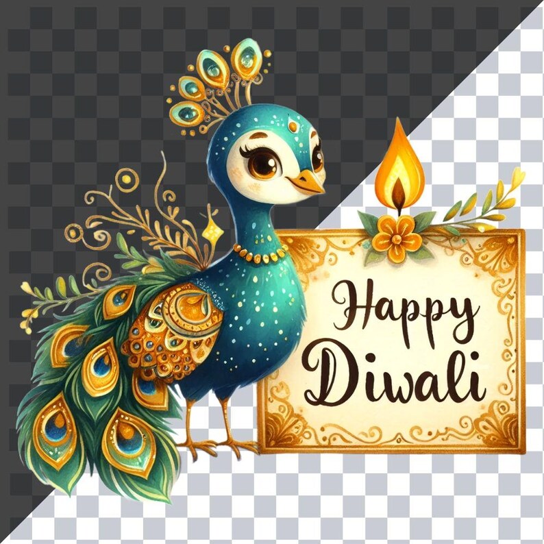 Diwali Animals Clipart: Elephant, Cow, Peacock - Indian Festival (PNG ...