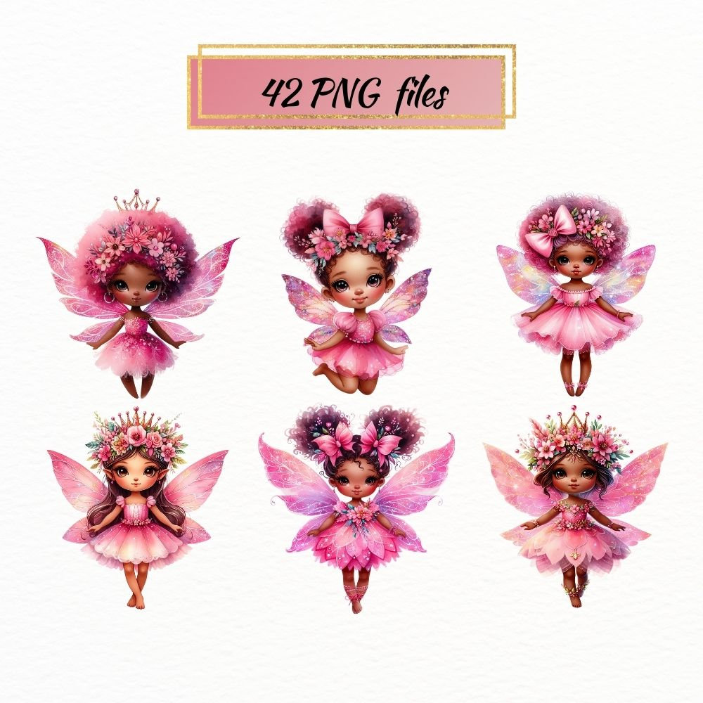 Watercolor Pink Fairy Clipart, Butterfly Fairy Png Clipart Bundle ...