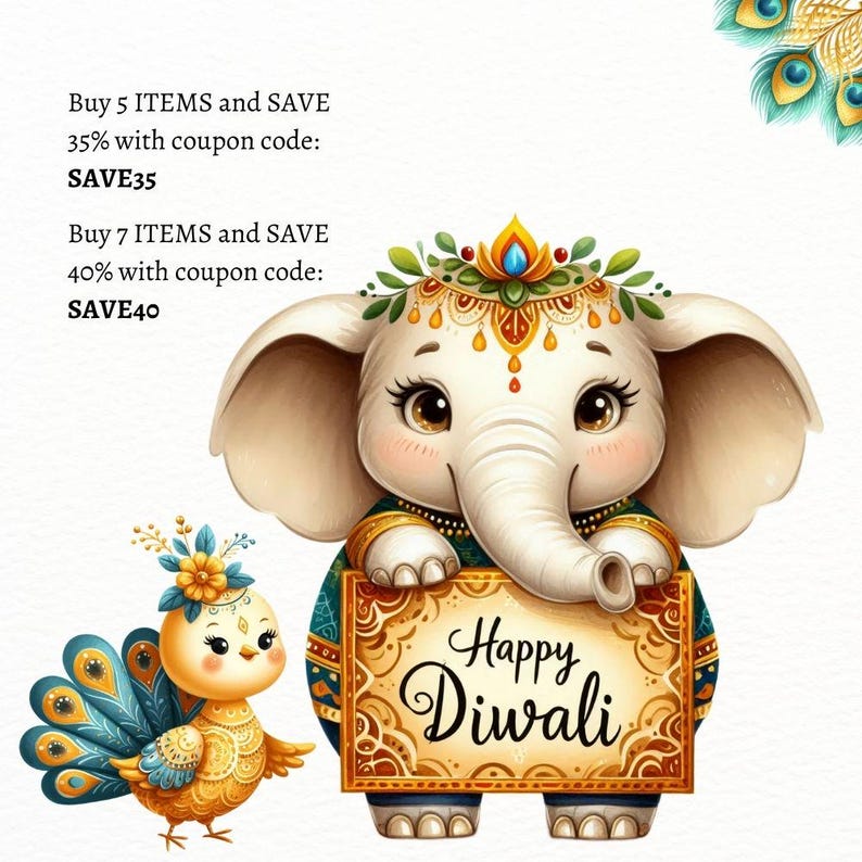 Diwali Animals Clipart: Elephant, Cow, Peacock - Indian Festival (PNG ...