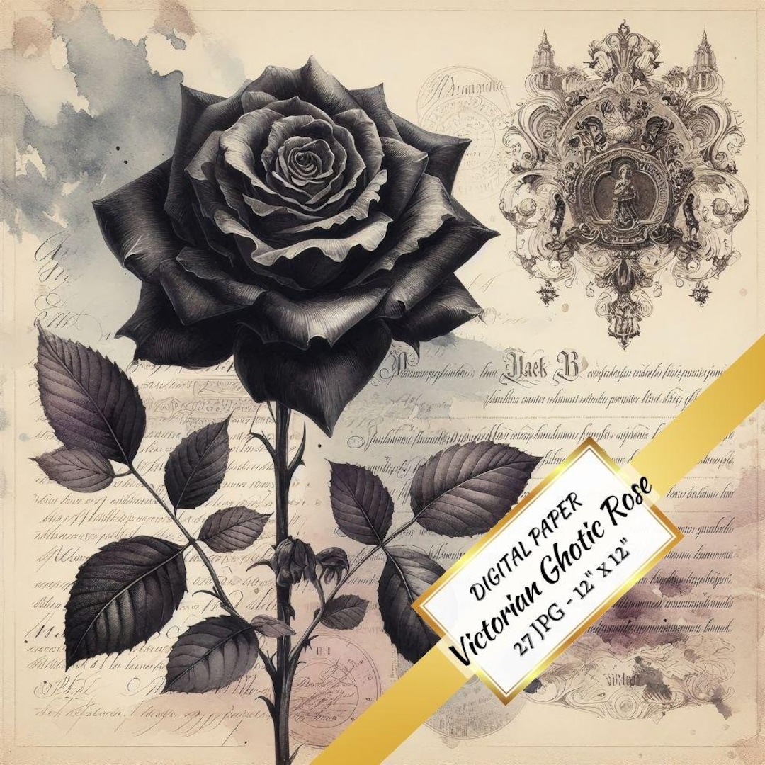 Black Rose Digital Paper: Victorian Gothic Ephemera (27 JPG) - Etsy
