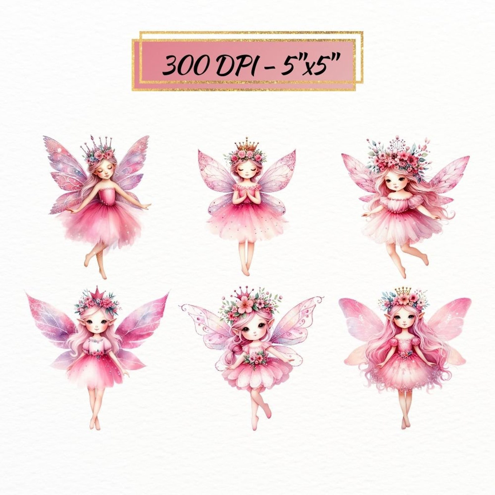 Watercolor Pink Fairy Clipart, Butterfly Fairy Png Clipart Bundle ...