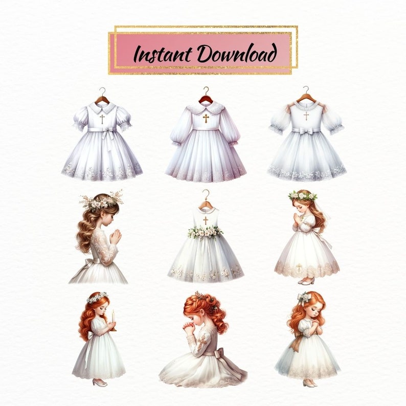 Girl First Holy Communion Clipart, Sacred Christianity Symbols PNG ...