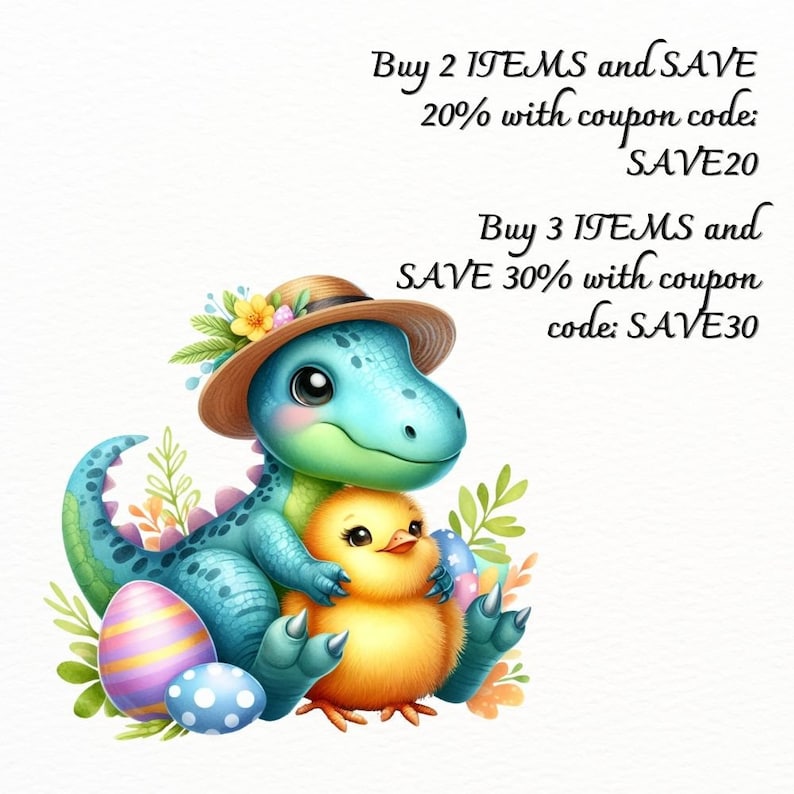 Watercolor Easter Dino Clipart, 28 PNG Easter Baby Dinosaur for Instant ...