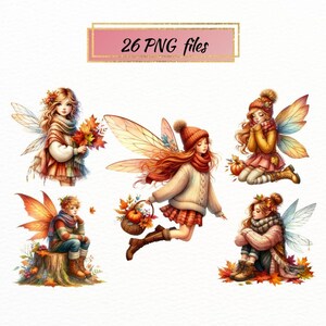 Watercolor Fall Fairy Clipart Bundle, Cute Autumn Fairies PNG, Digital ...