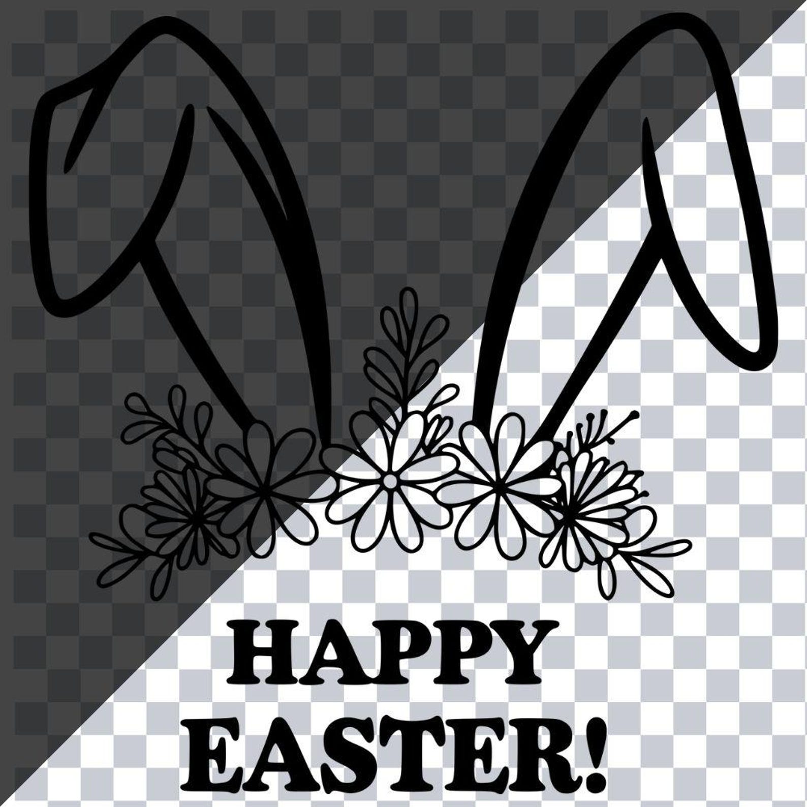 Happy Easter SVG, EPS, DXF, Floral Bunny Ears, Sublimation Png, Plotter ...